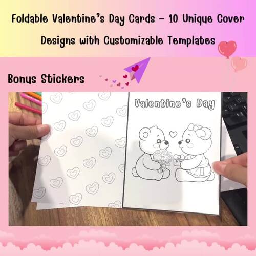 Valentine’s Day Half-Fold Cards | Coloring & Customizable Craft Activities