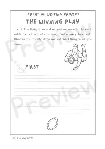 Rugby Sports Creative Writing Prompt Worksheet & Activity Pack | TPT