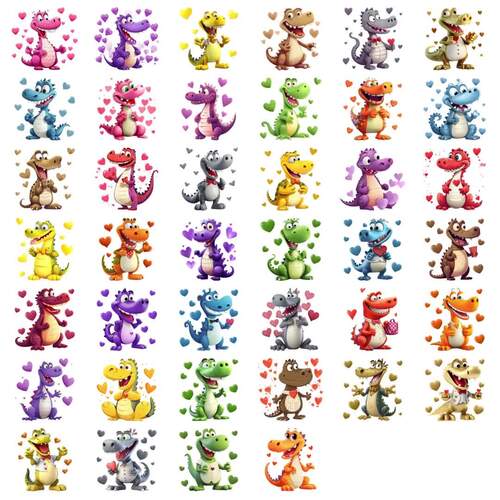 Funny Cartoon Alligator Clipart Bundle | 40 PNG | Cute Valentine’s Gator