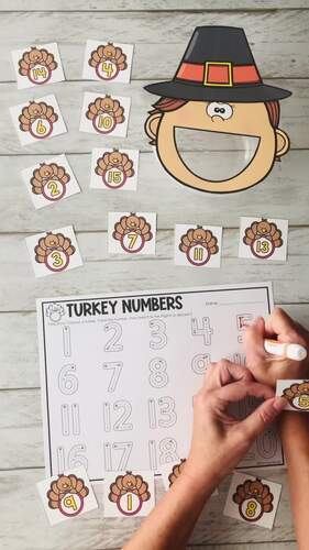 Thanksgiving Feed Me Number Tracing - Tracing 0 to 5, 1 to 10, or 1 to 20