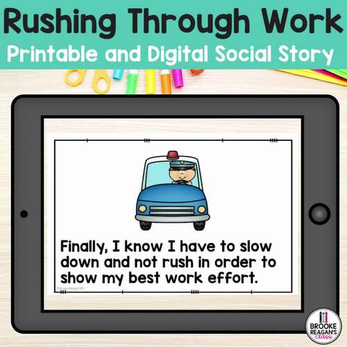 Social Story: Rushing Through Work (Giving Best Work Effort) with Visuals