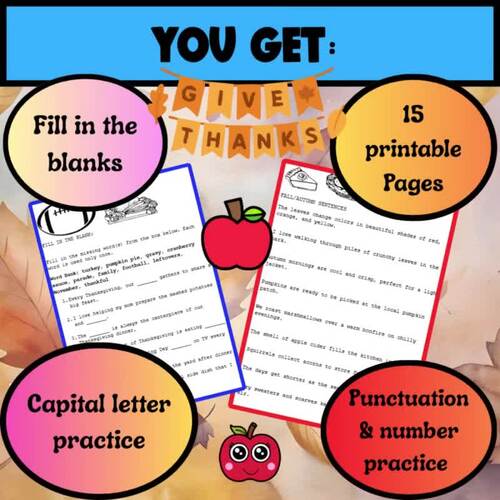 No prep printable fun Fall typing activity worksheets elementary/middle ...