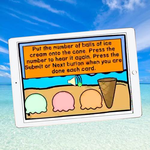 Count to 10 | Ice cream on the beach | Boom cards with audio | TPT