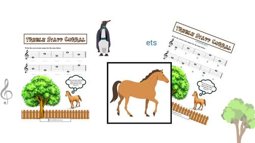 Treble Staff Corral elementary treble staff note name worksheet | TPT