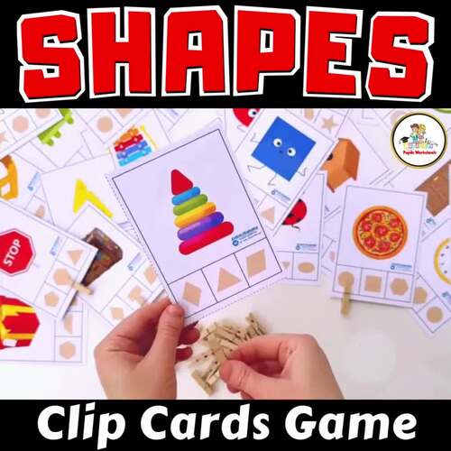 2D Shape Clip Cards game With Clothespins for Kindergarten & Pre-k I ...
