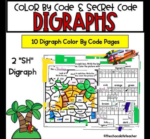 Consonant Digraphs Worksheets Short Vowel Color by Code 1st Grade ...