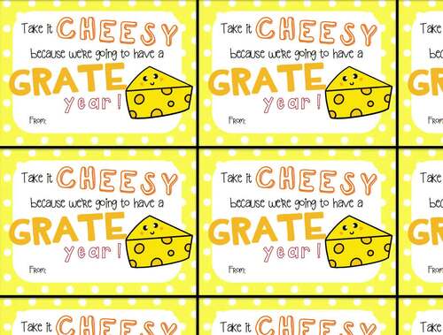 Cheez-It/ Cheetos/ Cheese Snack Beginning of Year (BOY) Gift Tag- Take ...