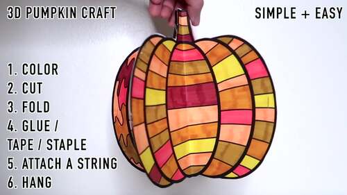 3D Hanging Pumpkin Craft | Perfect for Fall and Halloween | Coloring Pages