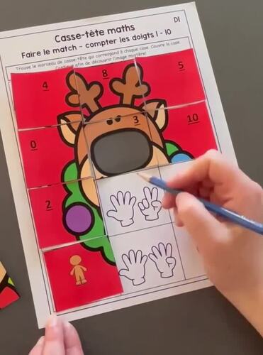 French Valentine Math Puzzle Activities | sens du nombre 1-12 | TPT