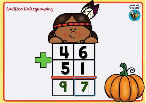 Thanksgiving Two Digit Addition Without Regrouping | Boom Cards Game