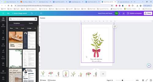 Custom Handprint flower art, Mother's day Gift, Birthday Gift For Mom ...