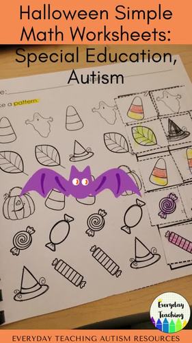 Halloween Math Worksheets Cut and Paste Activities: Special Education ...