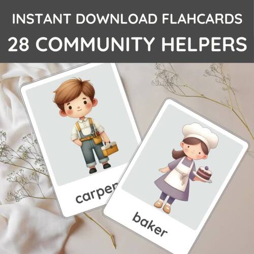 Community Helpers Activities, Montessori Flashcards PreK to Grade 1-3