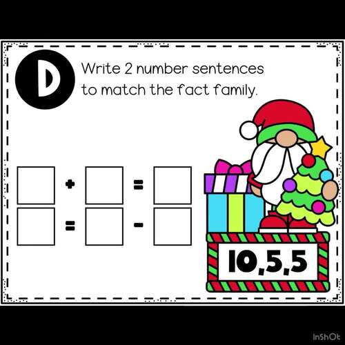 Holiday Themed Fact Families: Addition and Subtraction within 10 Task Cards