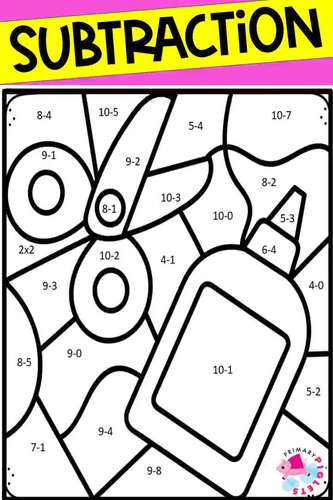 Back to School Subtraction to 10 & 20 Color by Number Code Coloring ...