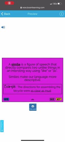 Figurative Language Similes BOOM™ Cards for Distance Learning | TpT