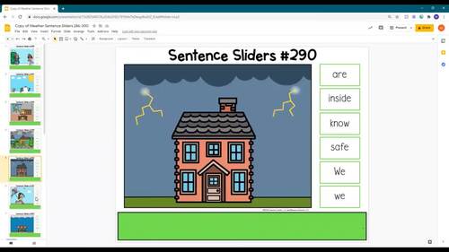 Weather Sentence Building for Google Slides™ by Creation Castle | TpT