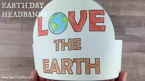 Earth Day Hats - I Heart the Earth Headbands - Crowns- Coloring Activity