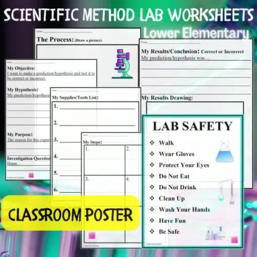 Scientific Method Lab Worksheet & Classroom Poster- Lower Elementary