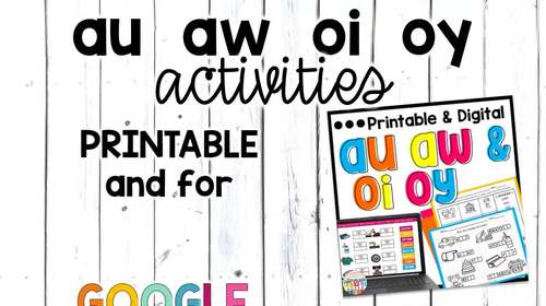 AU AW & OI OY Phonics Worksheets Diphthongs Science of Reading | TPT