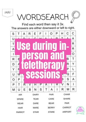 Prevocalic & Vocalic R WORD SEARCHES for Articulation with OLDER STUDENTS