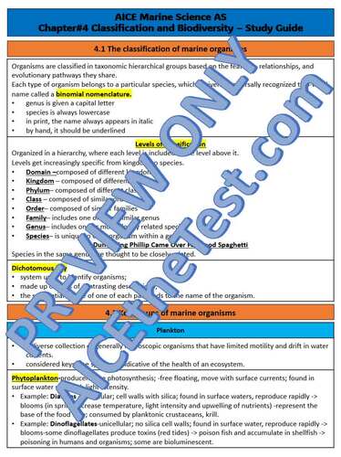 AICE Marine Science AS Chapter#4 Classification and biodiver Study ...