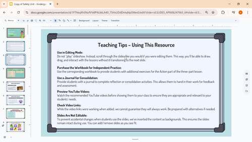 Google Slides Lessons - Alberta Health Kindergarten - Safety Unit