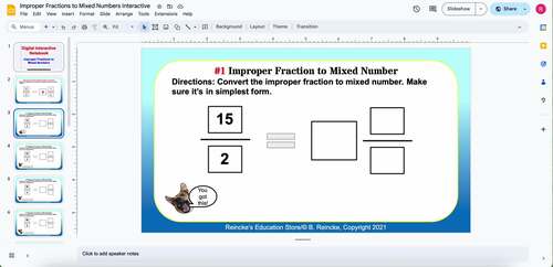 Improper Fractions to Mixed Numbers Digital Activity (Google Slides)