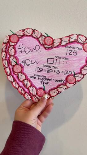 Valentines Day Math Place Value Craft by The Teaching Diva Corner