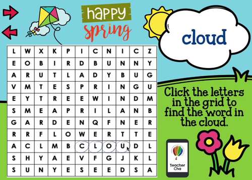 Word Search: Spring Edition (BOOM Cards™ for Teletherapy and Distance ...