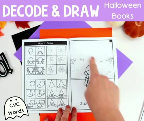 Halloween Decodable Readers CVC Words | Directed Drawing Books ...