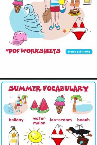 SUMMER VOCABULARY (Pdf Worksheets) by Brainy Publishing | TPT