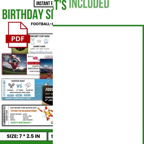 Editable Birthday Sports Ticket Bundle, Canva Printable Game Day Ticket ...