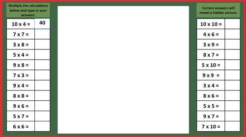 Mystery Digital Pixel Art NO PREP - Festive Deer Multiplication to 10