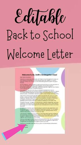 Editable Back to School Welcome Letter by Flower Power Teacher | TPT