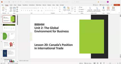 BBB4M INTERENATIONAL BUSINESS- Canada's position in international trade