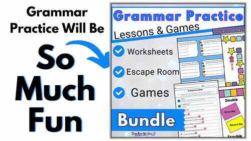 Grammar Practice Activities Review Lessons & Escape Room Bundle | TPT