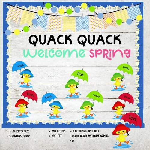 Ducks Spring Bulletin Board Kit April Door Decor March Classroom Decoration