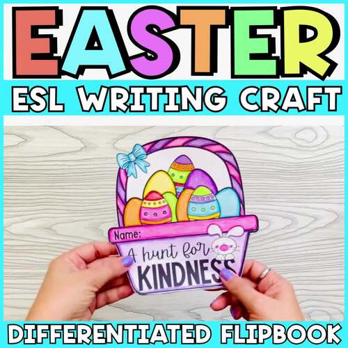 Easter Kindness ESL Writing Craft-SEL Egg Basket Flipbook Bulletin Board