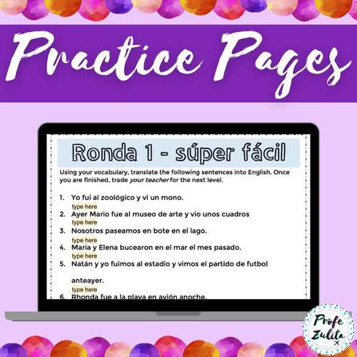 Spanish Preterite Conjugation Practice IR to go Past Tense - PDF & Digital