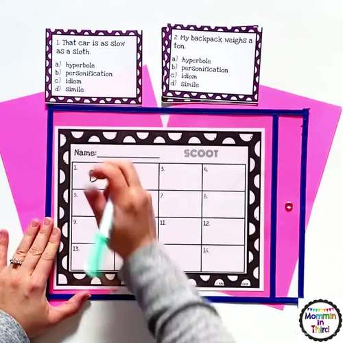 Figurative Language SCOOT Task Cards- Idioms, Personification ...