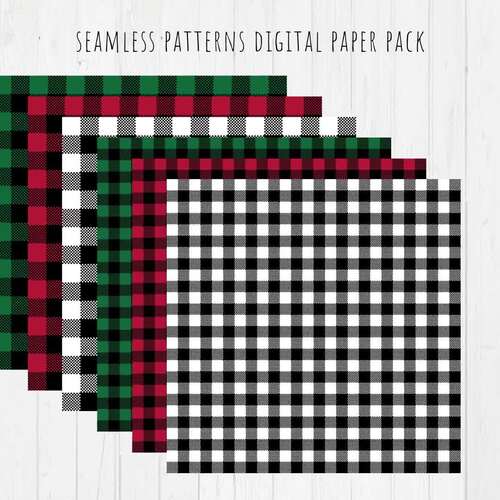 Plaid Checks Digital Paper Pack - Red, Black & Green by Rebecca Powell ...