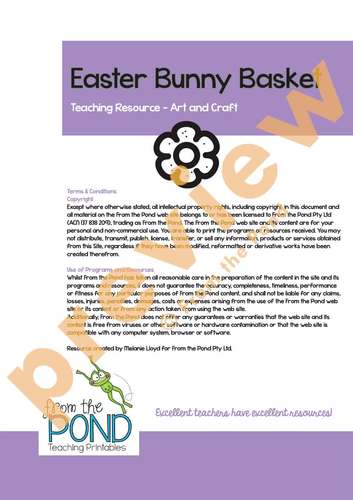 Easter Bunny Basket Craft – Printable Treat Basket Template by From the ...