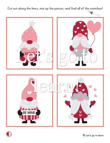 Valentine's Day Matching Game, Valentine's Gnomes, 14th February ...