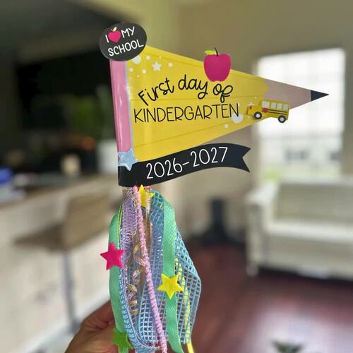 26-27 First day Back to School Flag Sign, TK Kindergarten Preschool ...