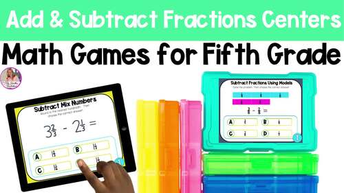 Adding And Subtracting Fractions | 10 LOW PREP Math Centers | Digital ...