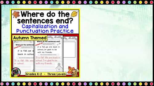 Fall Writing Capitalization and Punctuation Practice | Mini Paragraph ...