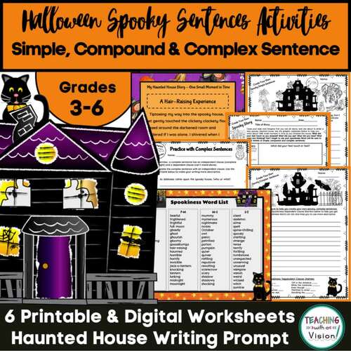 Halloween Writing Activities Sentence Structure Writing 3rd 4th 5th Grade