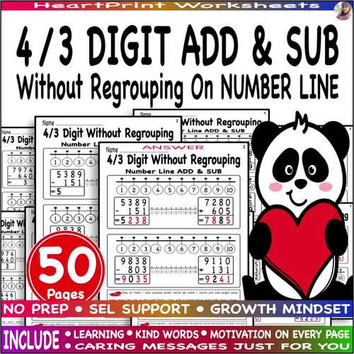 4-Digit Plus & Minus 3-Digit Add & Sub without regrouping,Number Line ...