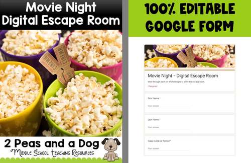 Movie Night Digital Escape Room by 2peasandadog | TpT